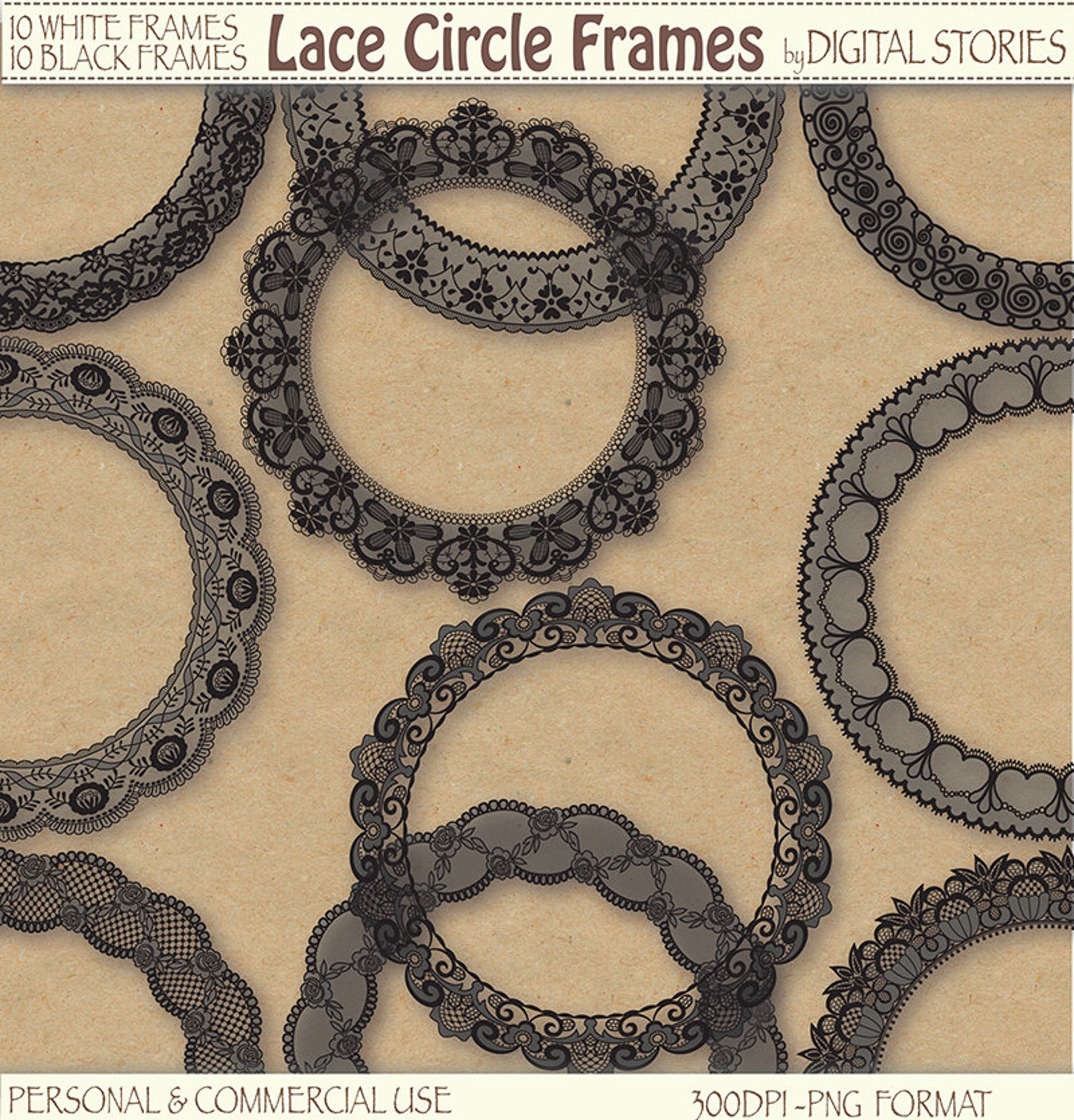 20 Lace Frames Clipart: lace CIRCLE Frames Digital Lace Frames Clipart ...