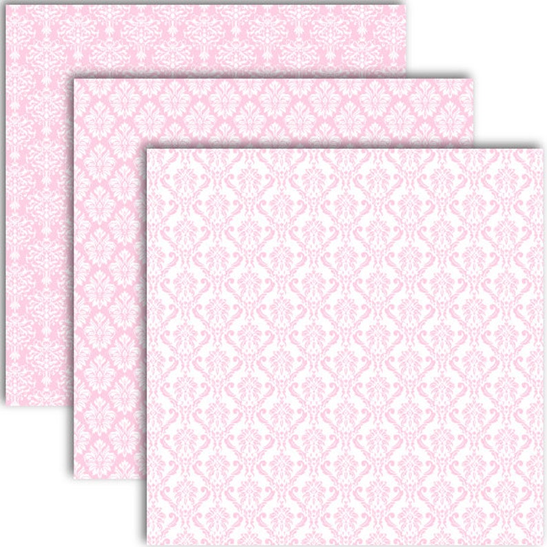 Damask Digital Paper: damask BABY Pink Digital Paper With Vintage ...