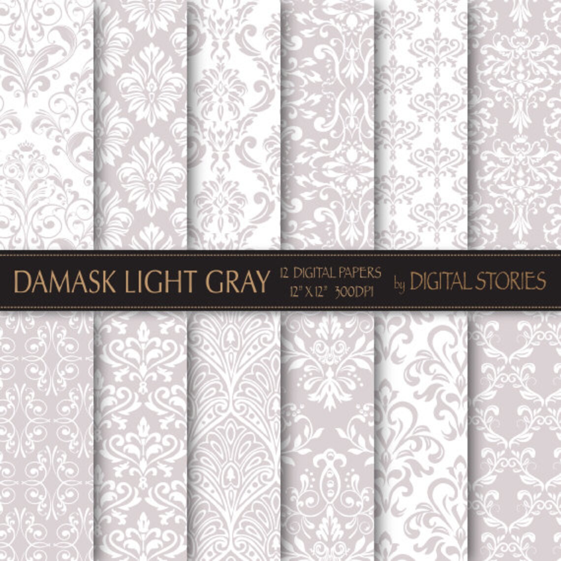 Damask Digital Paper: damask LIGHT Gray Digital - Etsy
