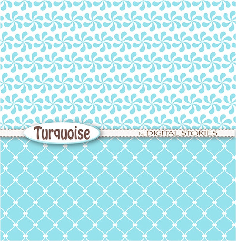 Turquoise Blue Digital Paper: turquoise Basic - Etsy