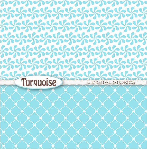 Turquoise Blue Digital Paper: turquoise Basic - Etsy