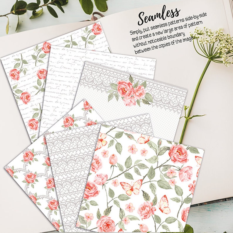 Shabby Chic Digital Paper shabby LACE White Floral Seamless, Tileable ...