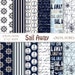 Nautical Digital Papers: sail Away Navy Blue White Vintage Nautical ...