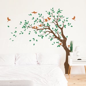 Wind Tree Design Wall Decal Design Medium Size Mural Wild Tree and Bird ...