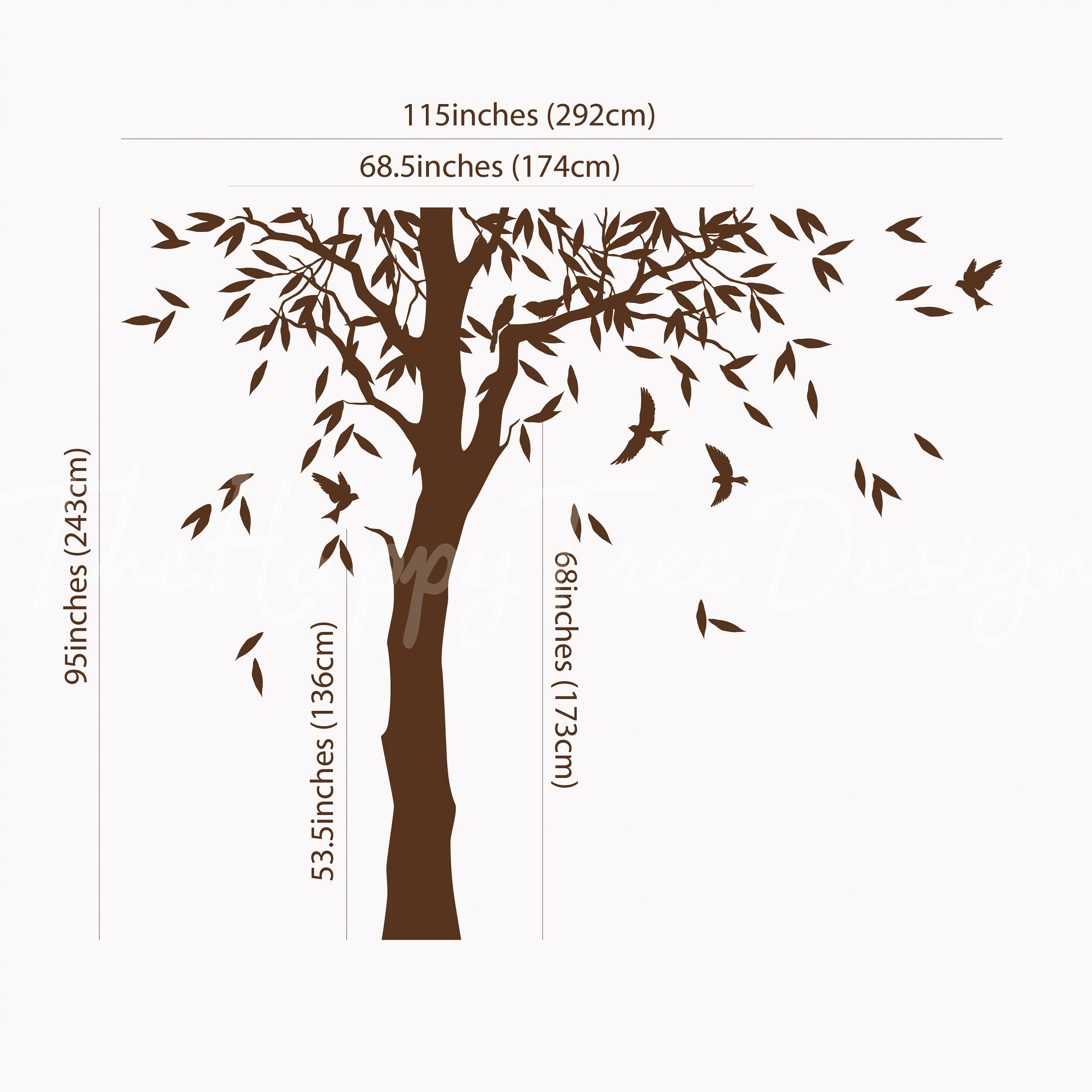 Big White Tree Decal Big Tree Mural One Side Tree Decal Family - Etsy