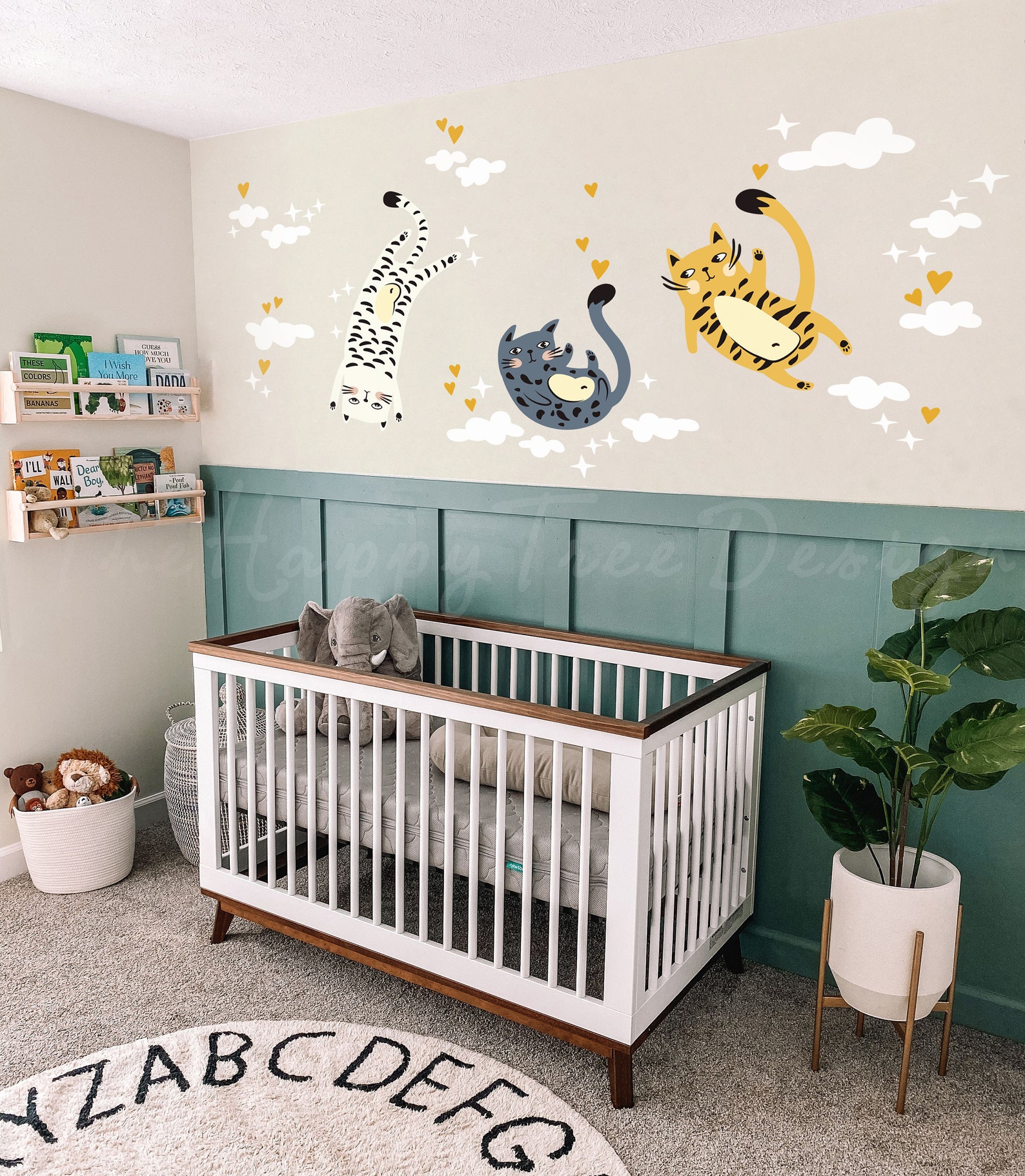 Cat Wall Decal Set Cute Cat Mural Set for Kid Room Sticker of - Etsy