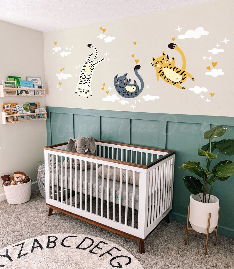 Cat Wall Decal Set Cute Cat Mural Set for Kid Room Sticker of - Etsy