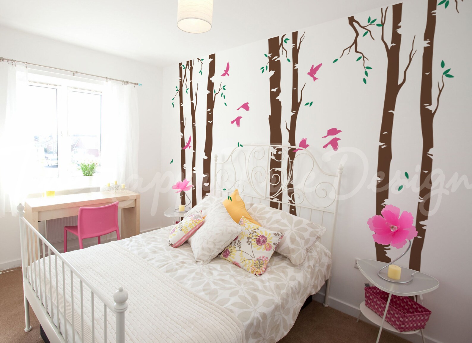 Long Tree Wall Design Kid Room Mural Set Nursery Forest Tree | Etsy
