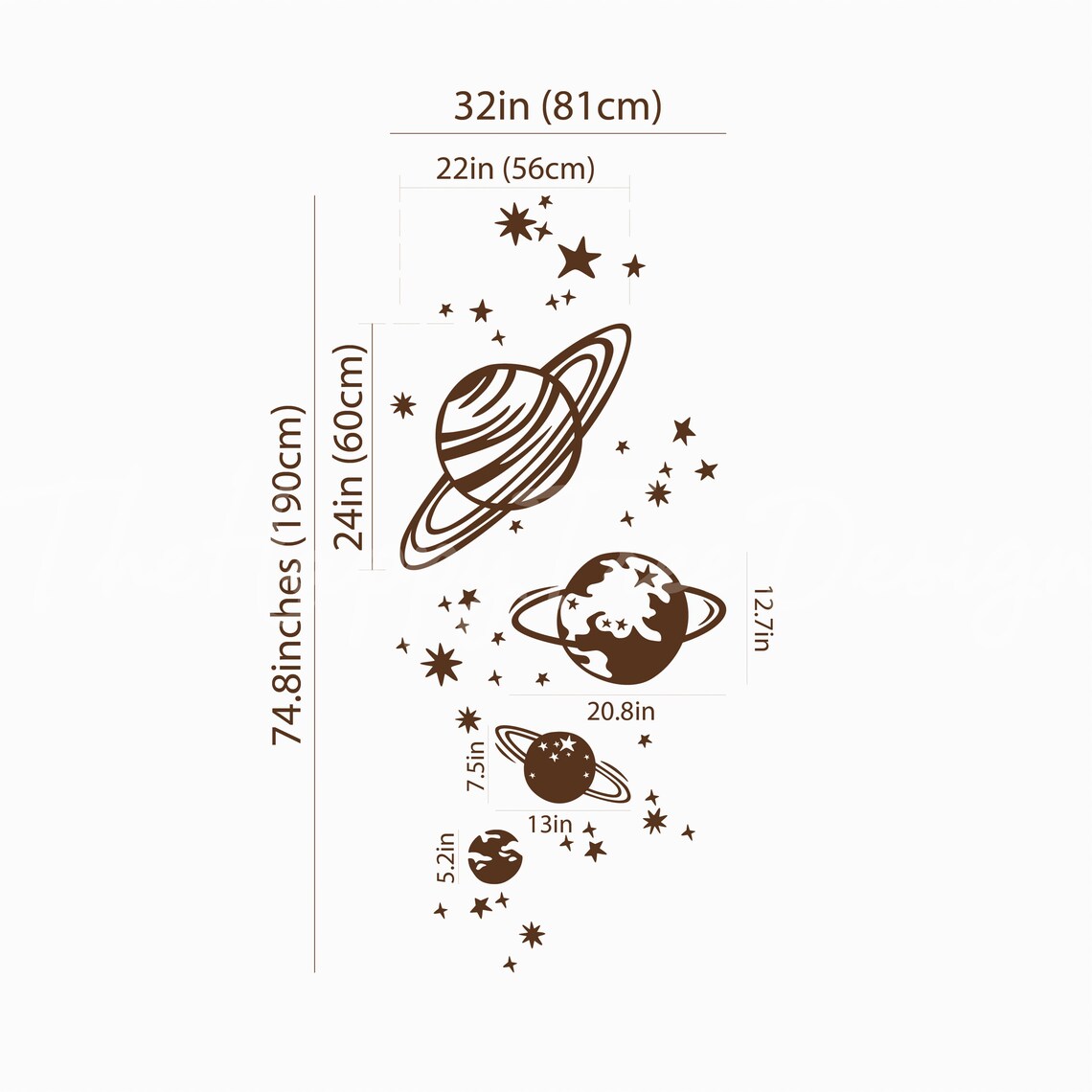 Space Decal Set Planetary Sticker Great Wall Decal for Your - Etsy