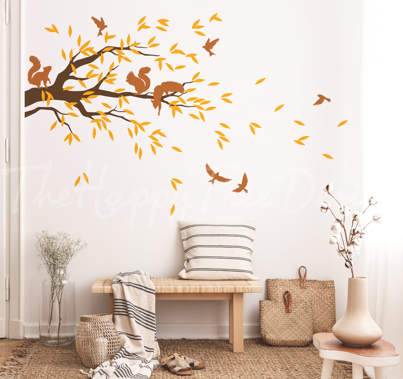 Squirrel Branch Wall Decal Kid Room Tree Mural Squirrel and - Etsy