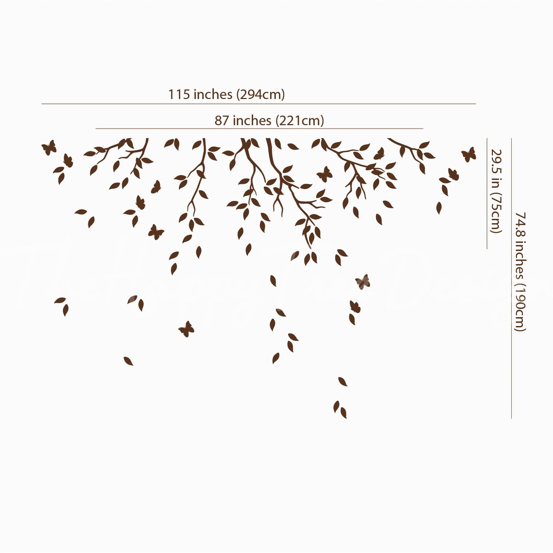 Big Tree Branch Sticker Kid Room Wall Decal Butterfly Design | Etsy