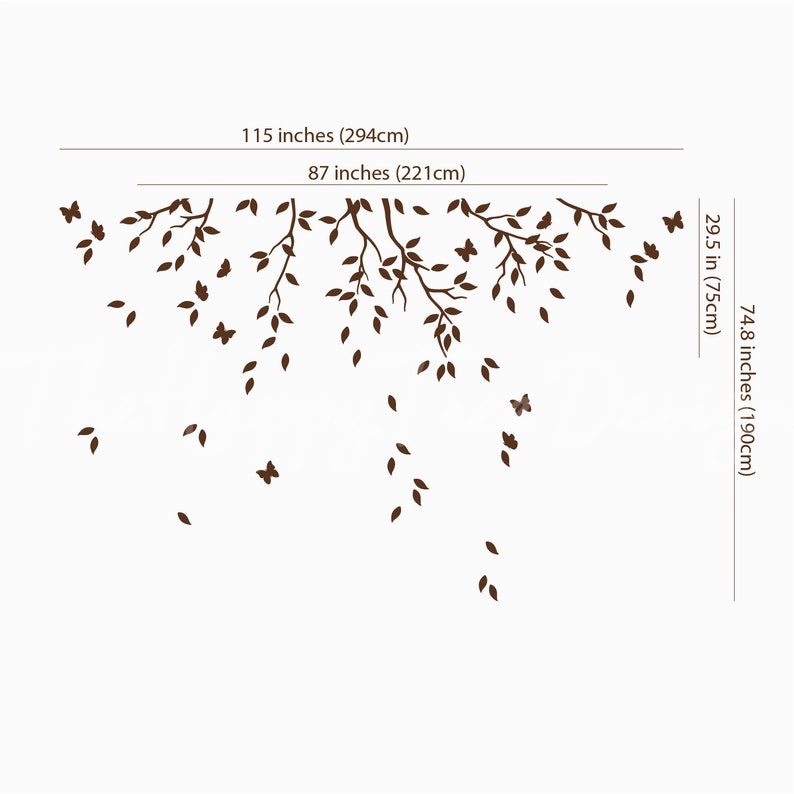 Big Tree Branch Sticker Kid Room Wall Decal Butterfly Design | Etsy