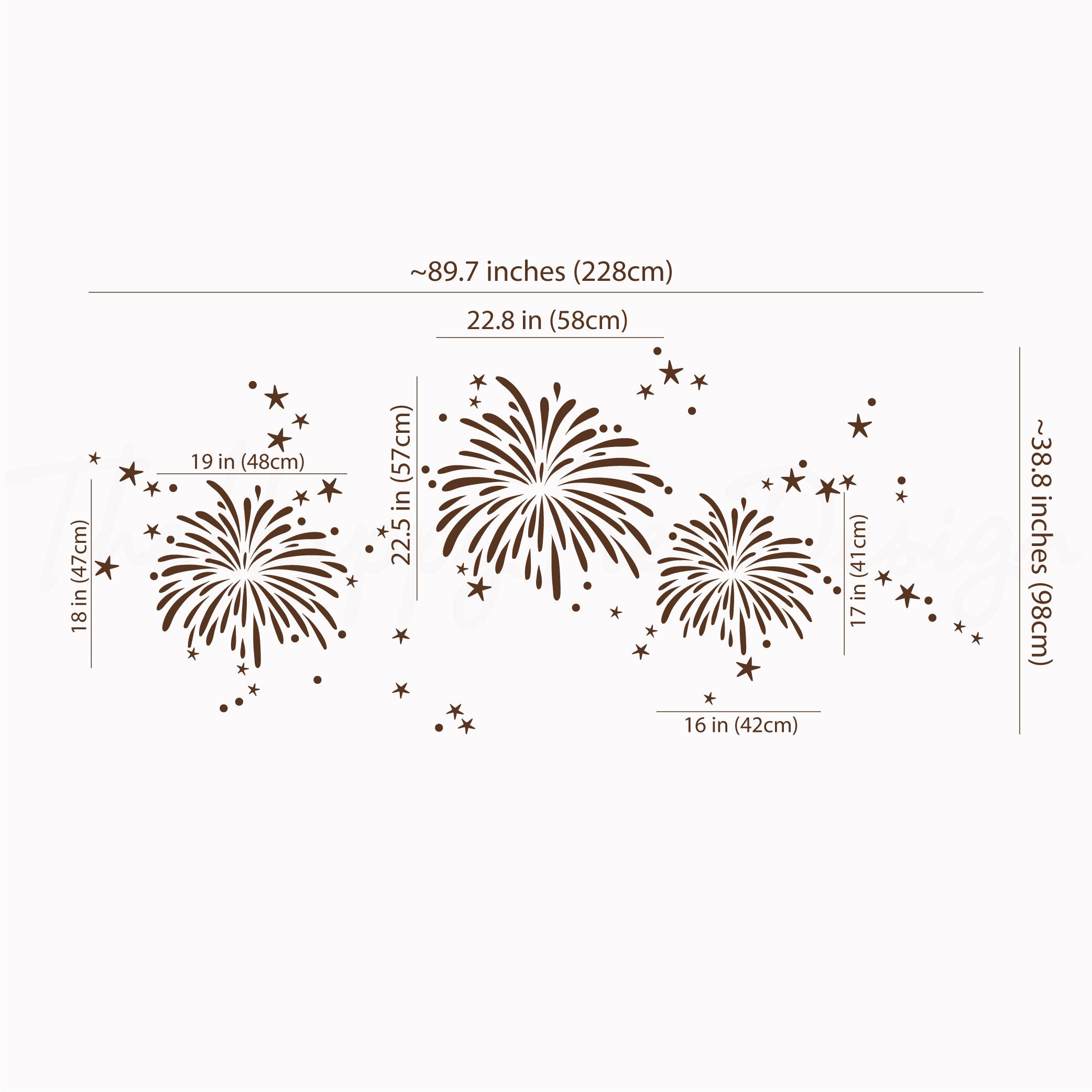 Festive Wall Decal Set Nursery Celebration Mural Star Firework Wall ...