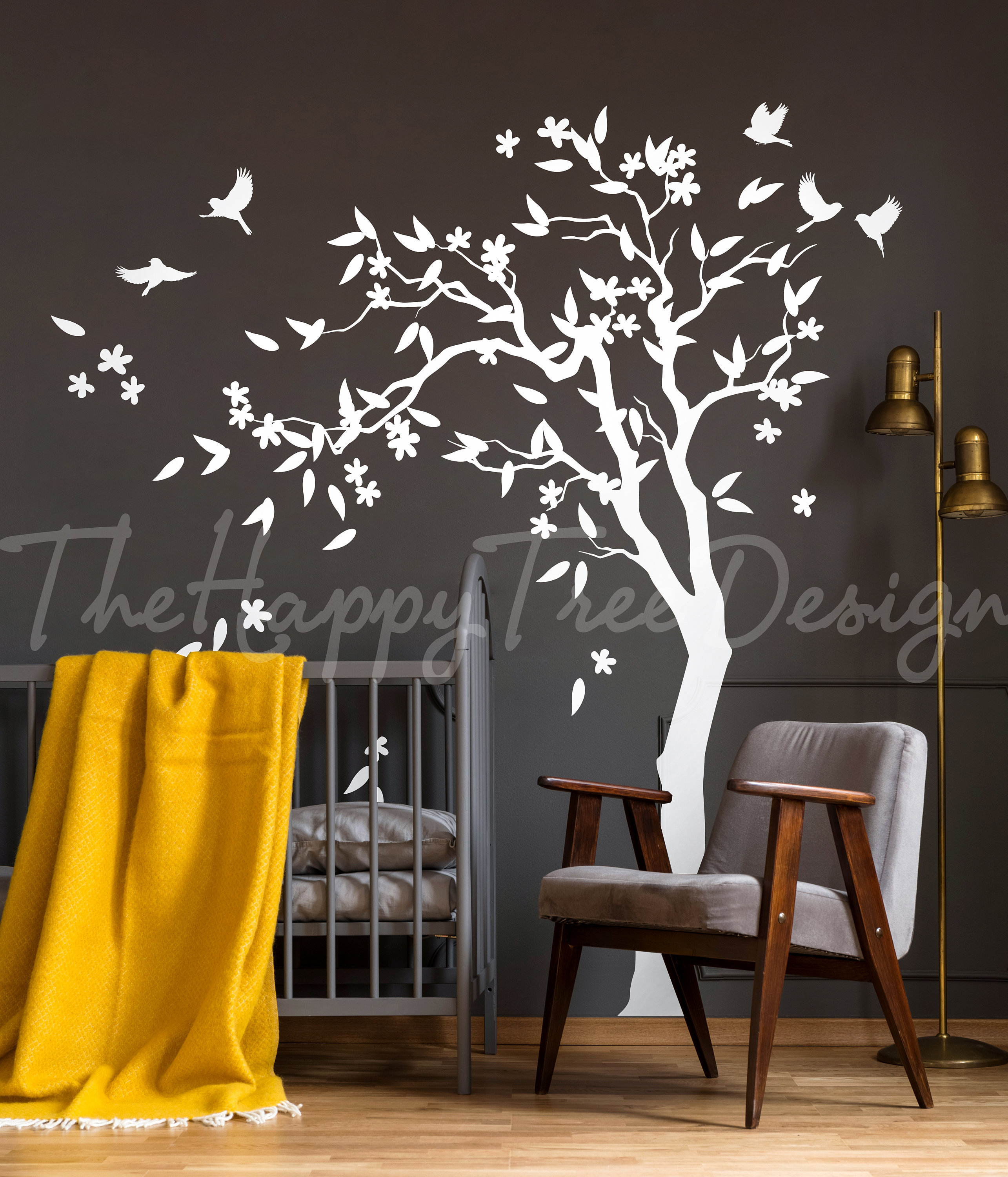 Flower Wind Tree Wall Decal – Nursery Vinyl Sticker - Etsy