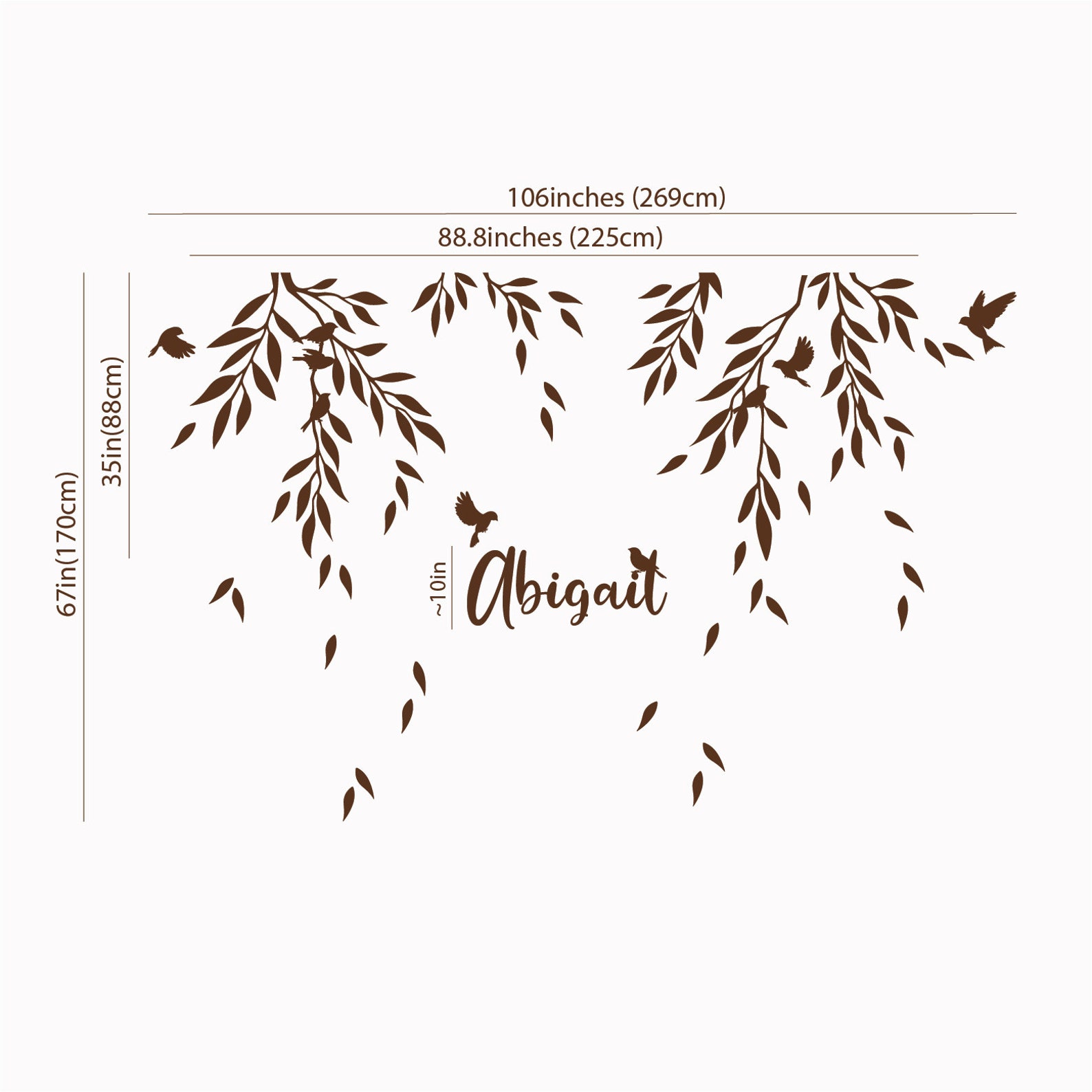 Personalized Branch Mural Set White Branch Wall Decal - Etsy