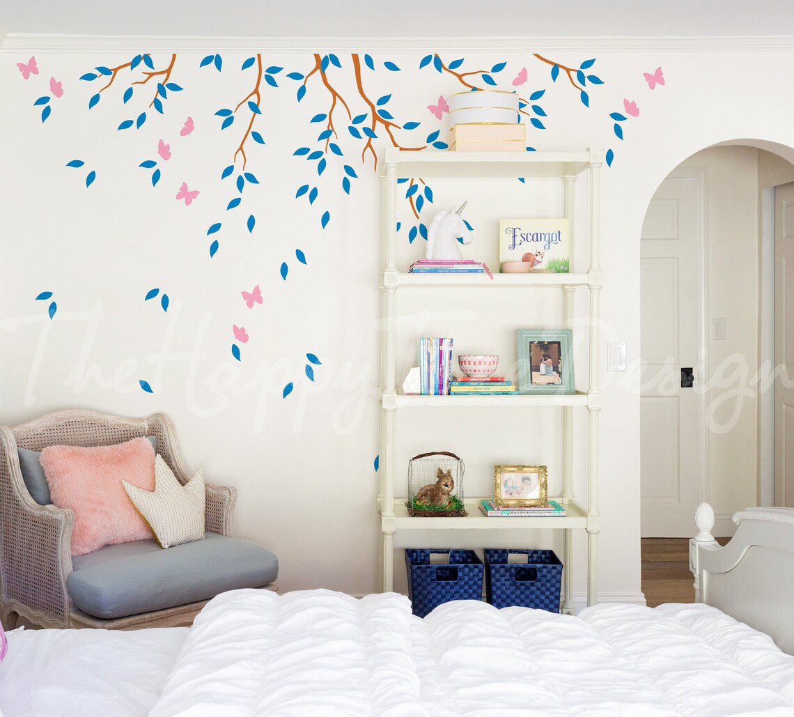 Big Tree Branch Sticker Kid Room Wall Decal Butterfly Design | Etsy