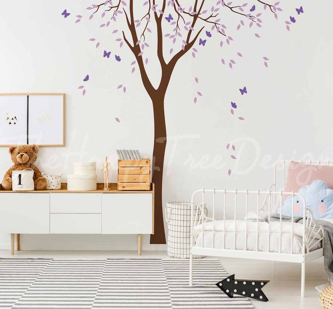 Butterfly Tree Wall Decal Tree and Branch Mural Long Tree | Etsy