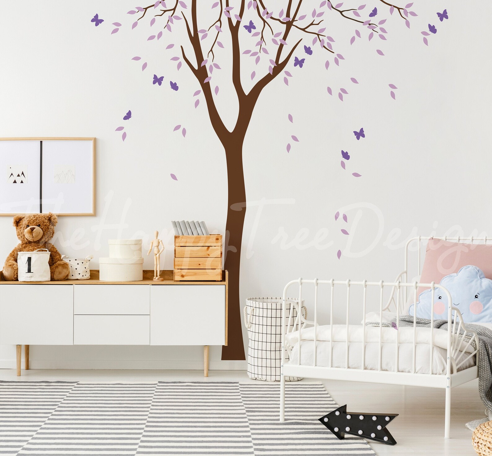 Butterfly Tree Wall Decal Tree and Branch Mural Long Tree | Etsy