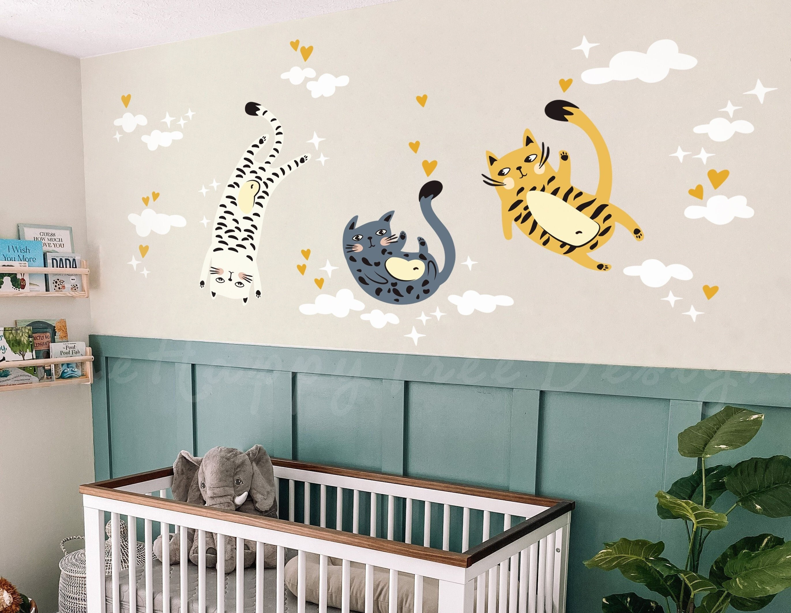 Cat Wall Decal Set Cute Cat Mural Set for Kid Room Sticker of - Etsy