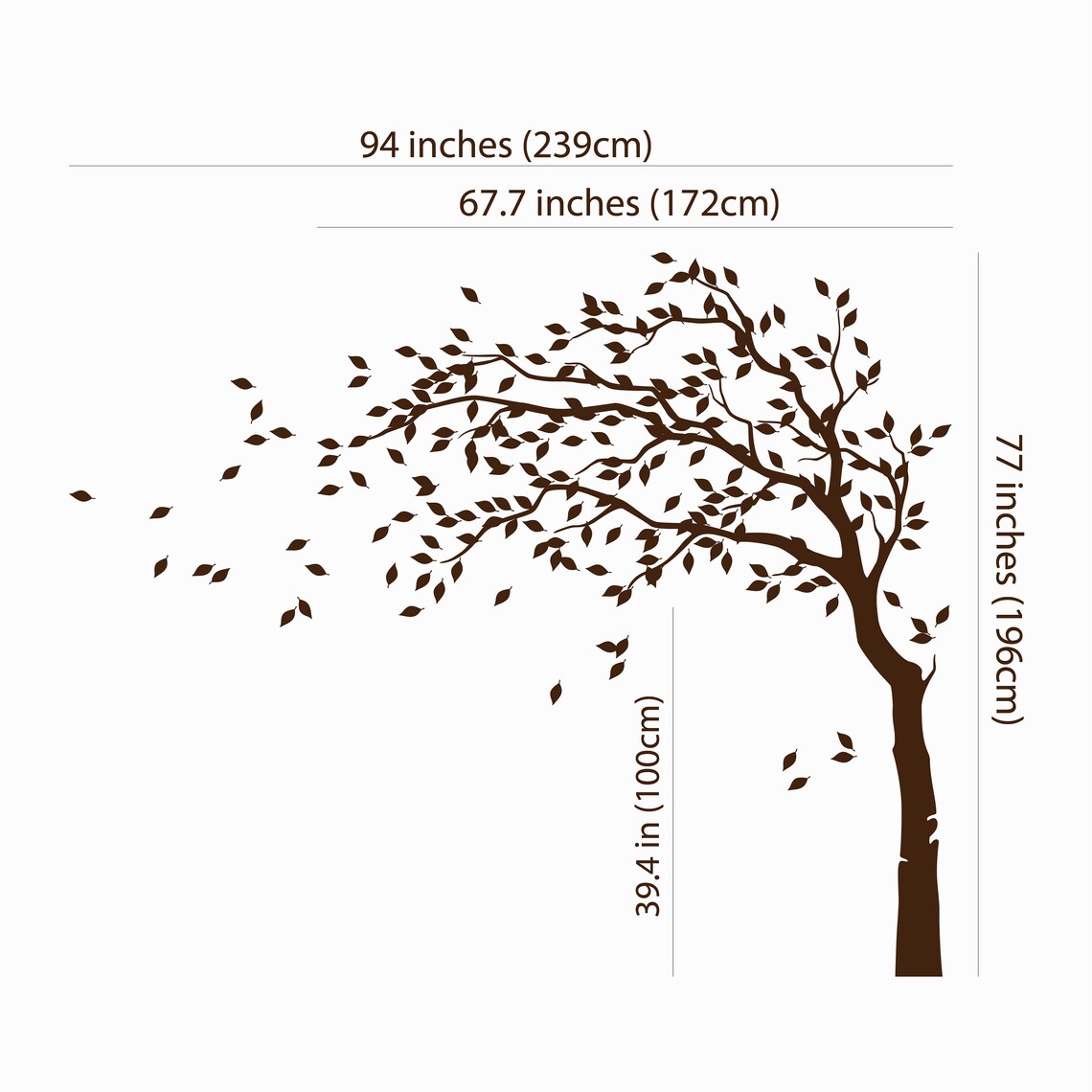 White Tree Decal Wind Tree Mural Great Room Decor Kid Room - Etsy