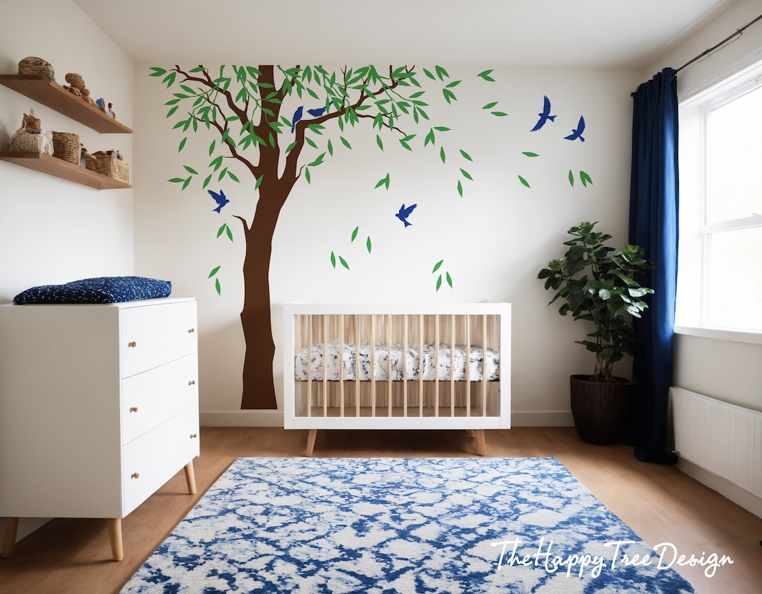 Big White Tree Decal Big Tree Mural One Side Tree Decal Family Home ...