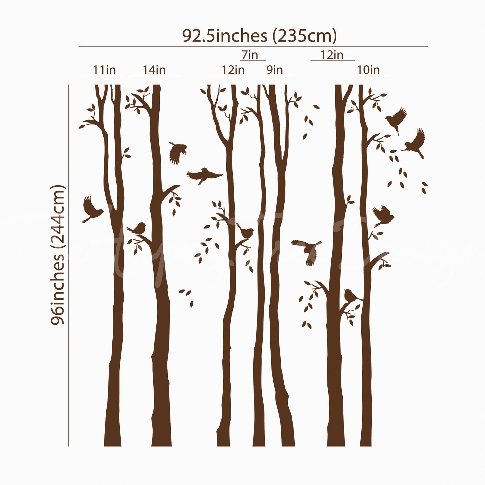 Long Tree Wall Decal Set Family Home Mural Design Long Tree - Etsy