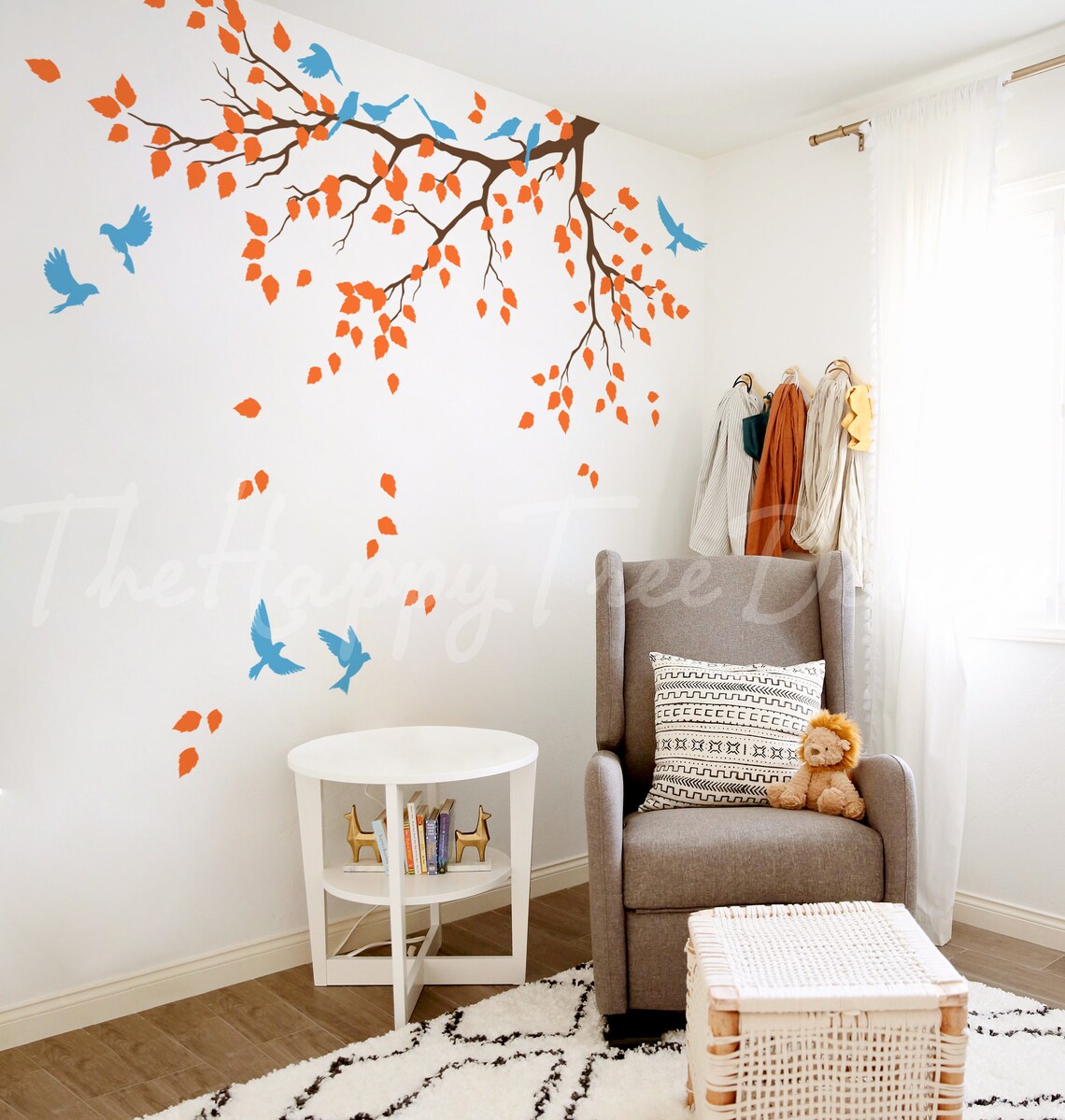 White Wall Accent Decal Set Nursery Branch Mural Set White - Etsy