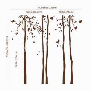 White Long Tree Decal Kid Room Wall Mural Nursery Long Tree Sticker ...