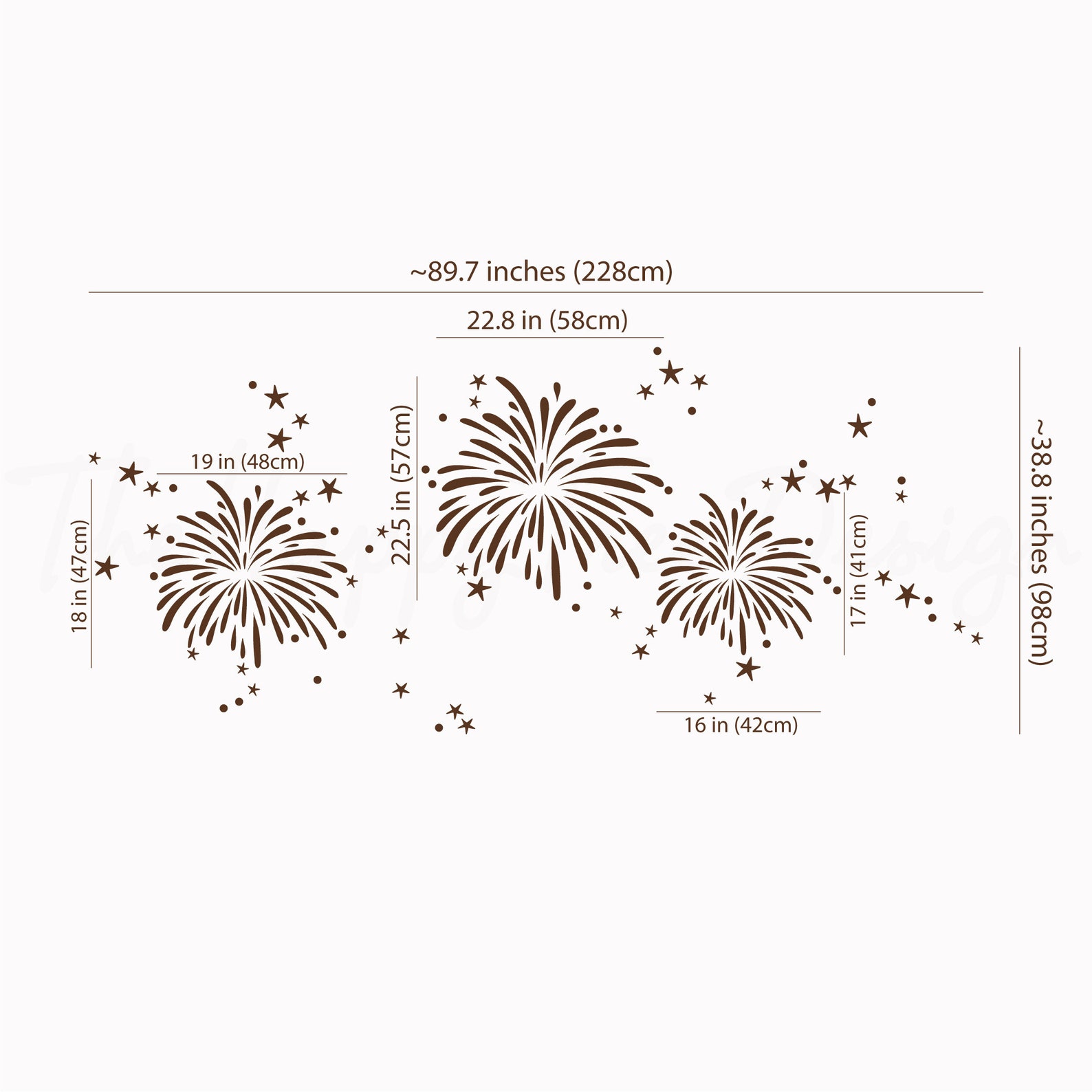 Festive Look Wall Decal Sparkle Mural Design Big Firework | Etsy