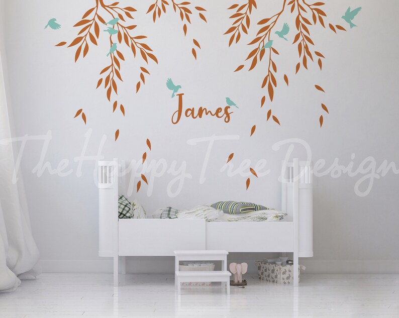 Branch Wall Decal Name and Branch Mural Set Botanical | Etsy