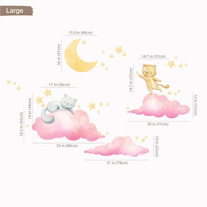 Watercolor Clouds, Stars and Cats Decal Set Cats and Clouds Kid Room ...