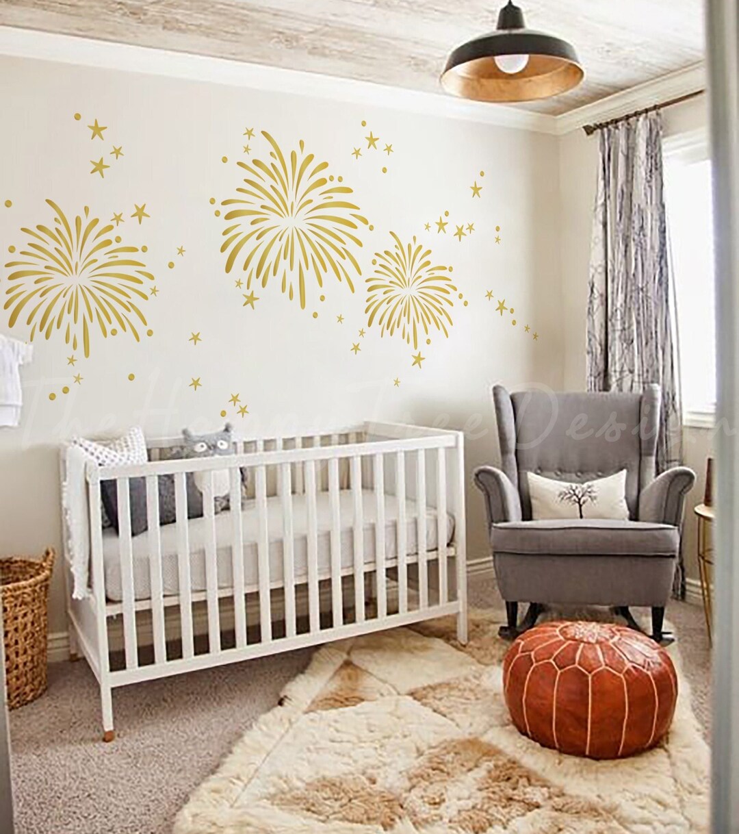 Festive Look Wall Decal Sparkle Mural Design Big Firework Nursery ...