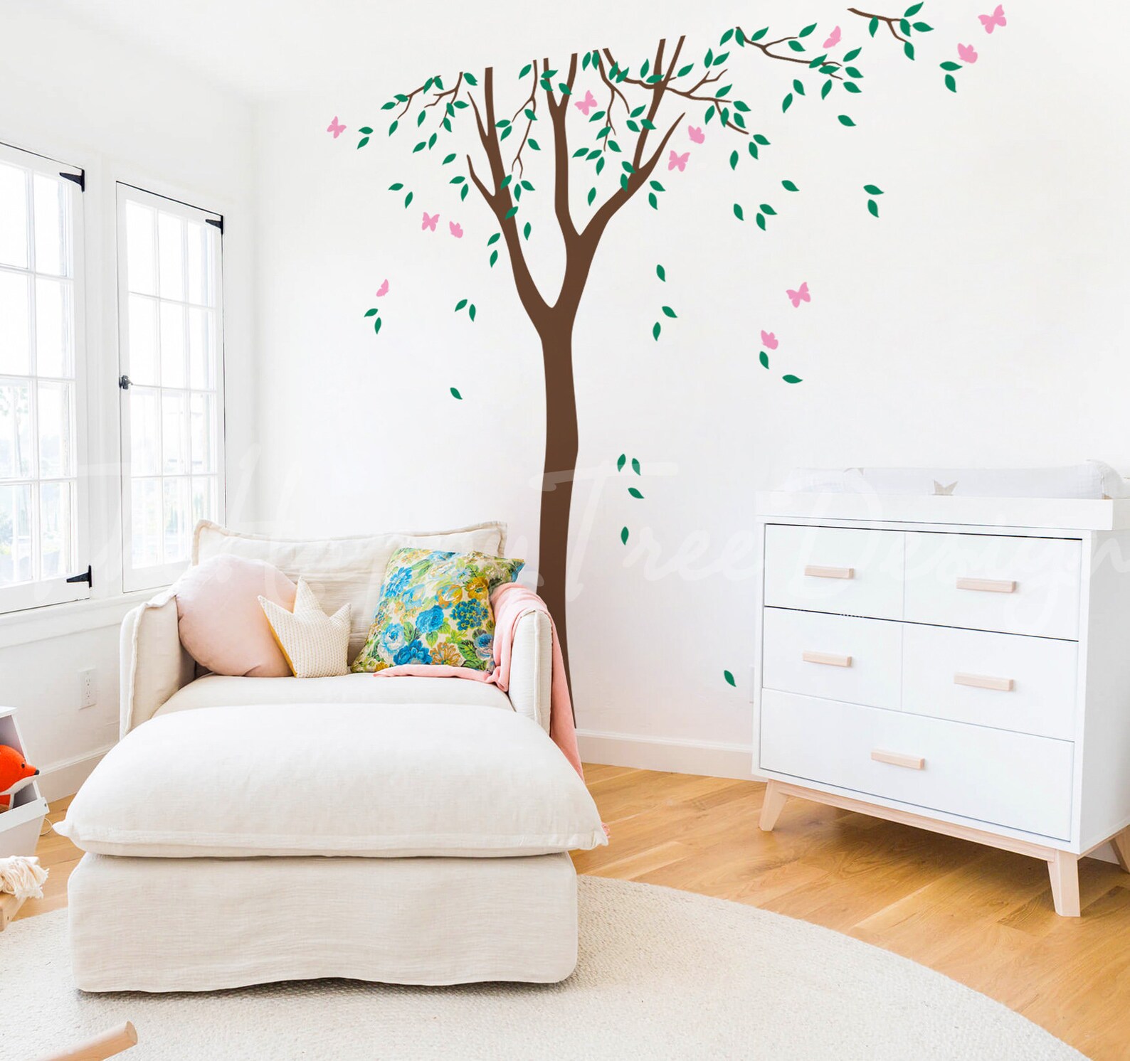 Butterfly Tree Wall Decal Tree and Branch Mural Long Tree | Etsy