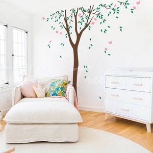 Butterfly Tree Wall Decal Tree and Branch Mural Long Tree Design Kid ...