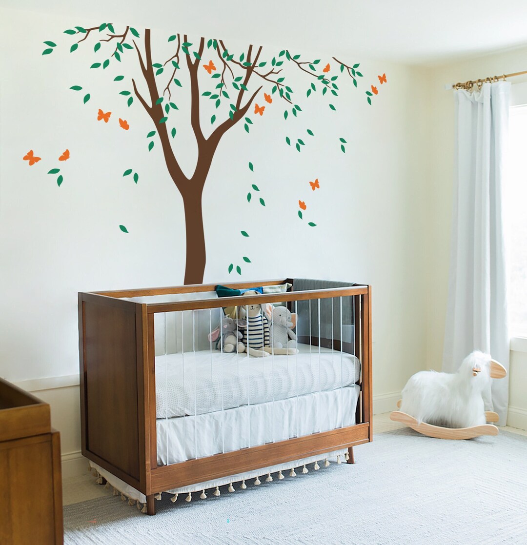 Butterfly Tree Wall Decal Tree and Branch Mural Long Tree - Etsy