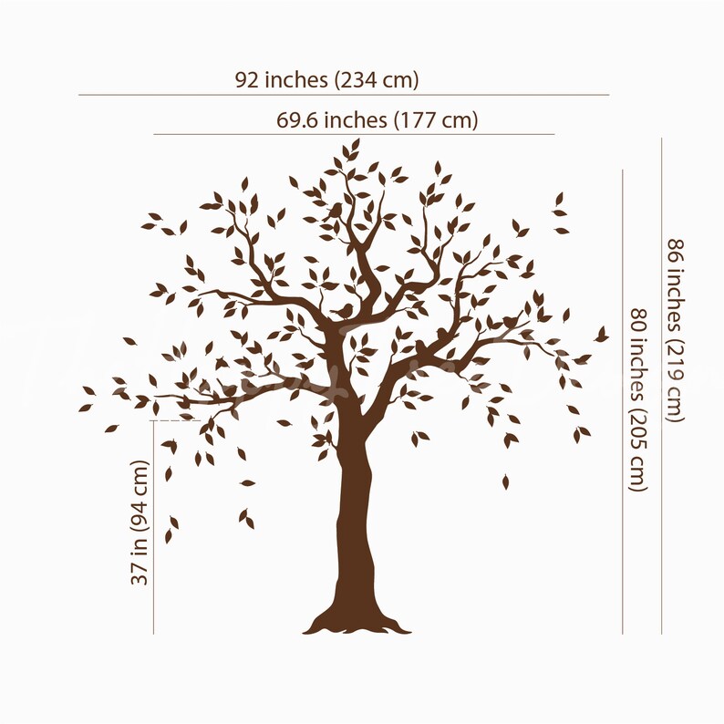 White Tree Decal Big Family Tree Decal Livingroom Wall Decal - Etsy