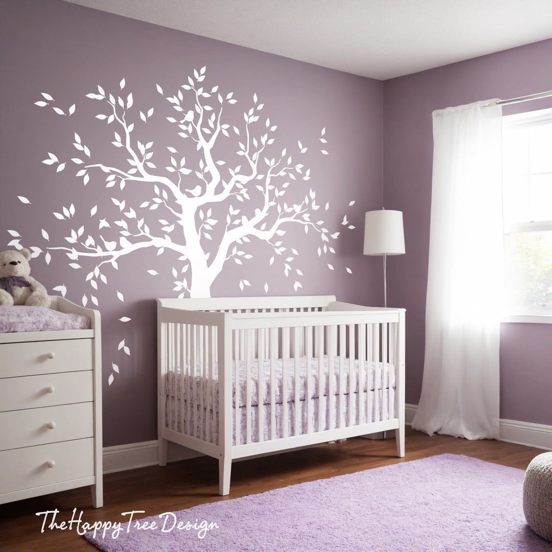 White Tree Decal Big Family Tree Decal Livingroom Wall Decal Kid Room ...