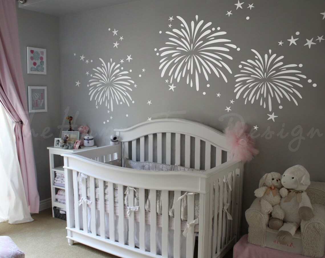 Festive Wall Decal Set Nursery Celebration Mural Star Firework Wall ...