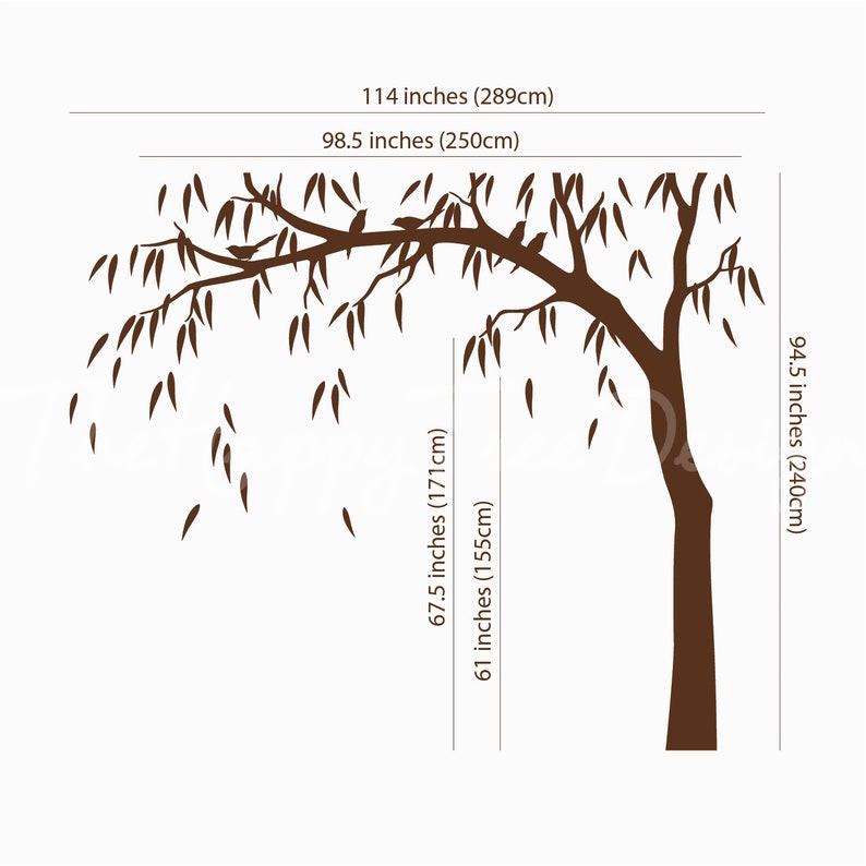Long Tree Wall Decal Weeping Willow Tree Decal Nursery Big - Etsy