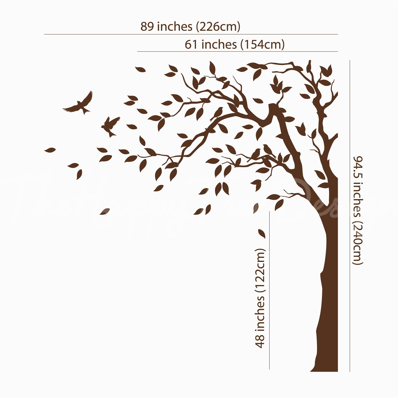 White Tree Decal Corner Tree Decal Design Family Home Tree | Etsy