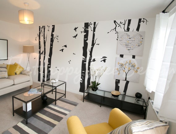 Long Tree Wall Design Kid Room Mural Set Nursery Forest Tree | Etsy