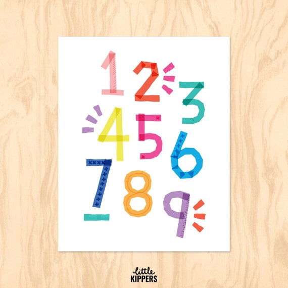 RAINBOW NUMBERS : Printable Art Nursery Art Kids Wall Art | Etsy