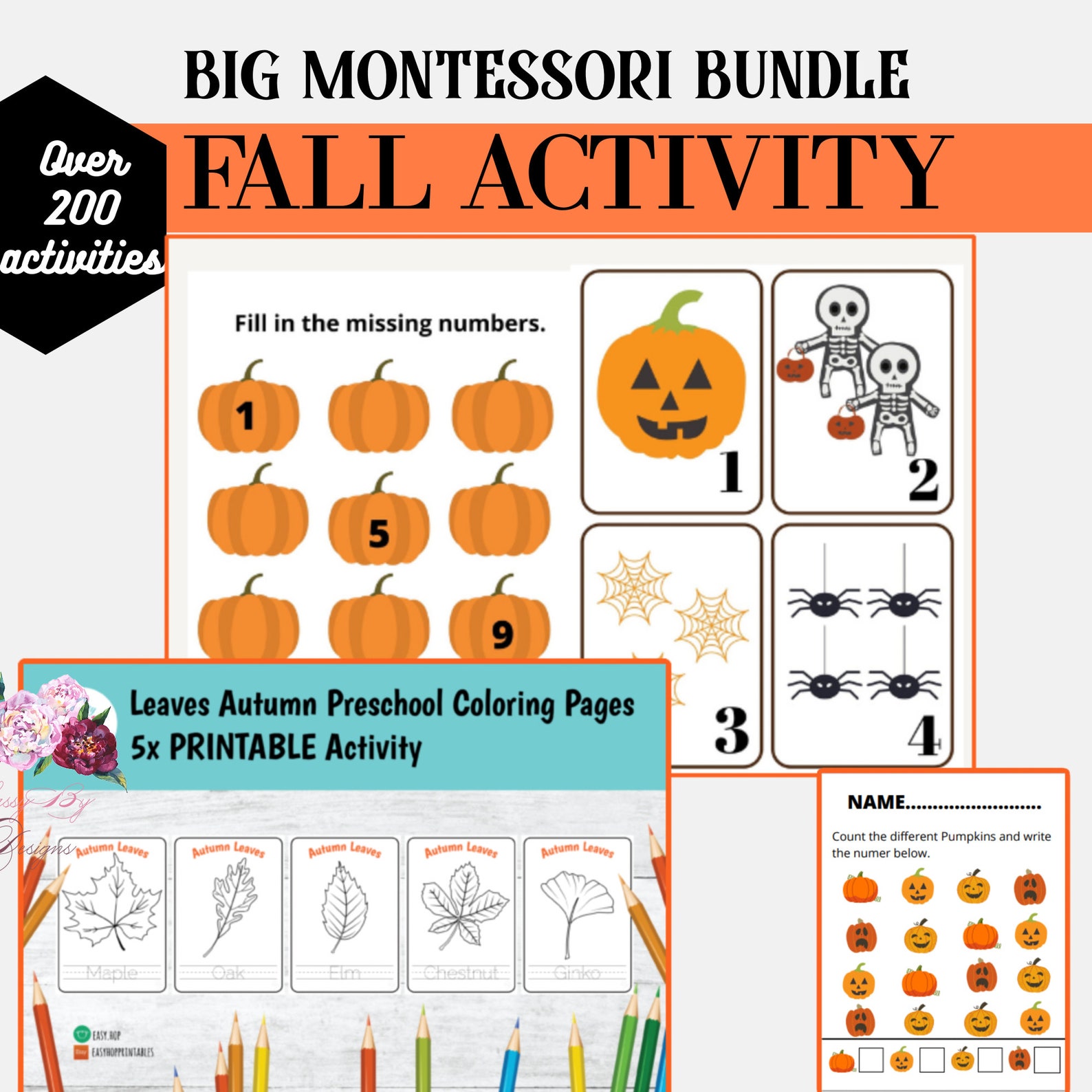 Autumn Montessori Printable Fall Bundle Preschool - Etsy