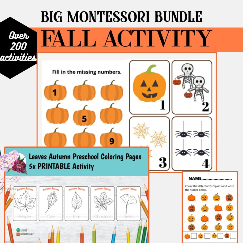 Autumn Montessori Printable Fall Bundle Preschool - Etsy