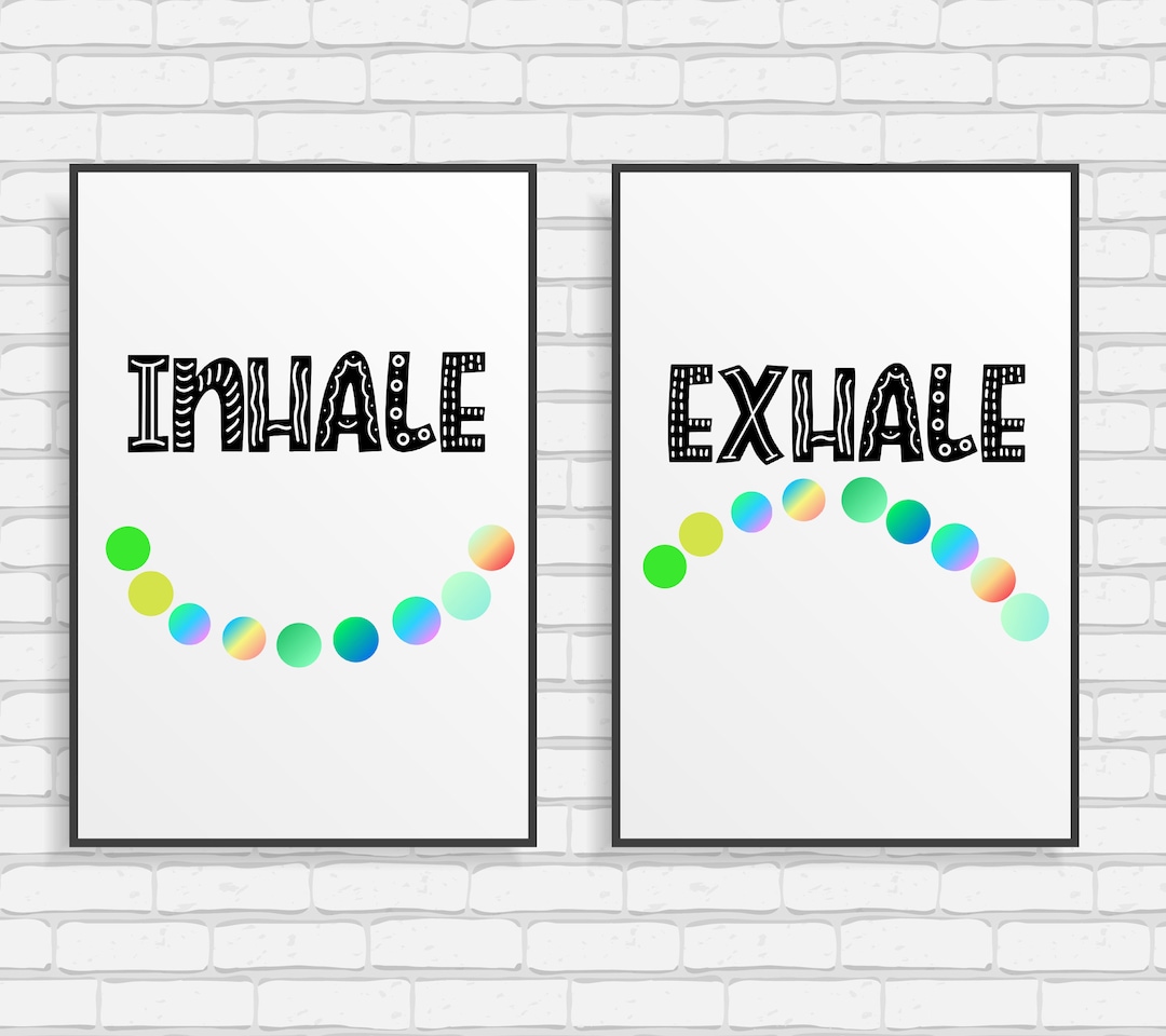 Inhale Exhale Poster Classroom Decor School Therapist Sign Kids Mental ...