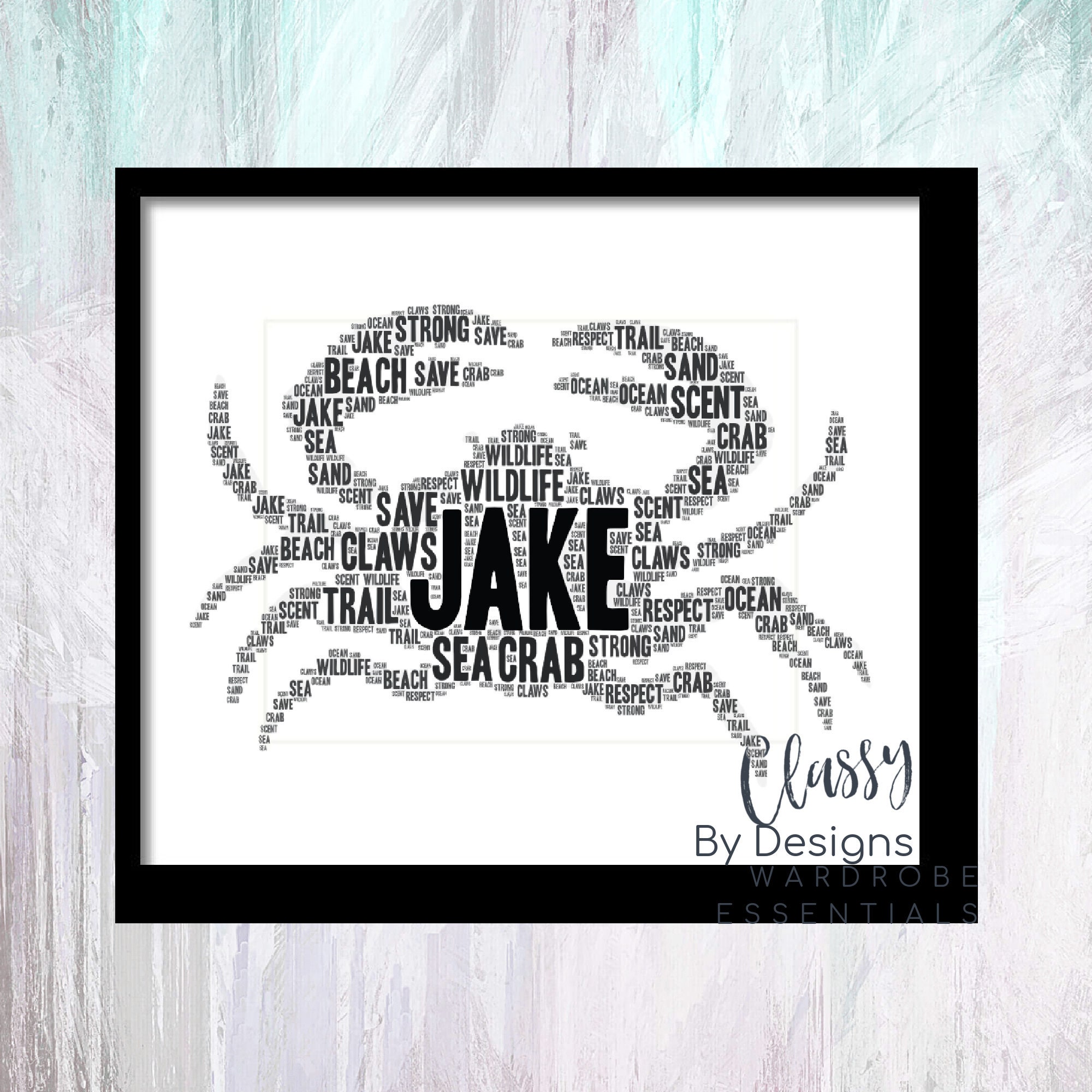 PERSONALISED Word Art Crab-Unique Gift-For Men For Sports | Etsy