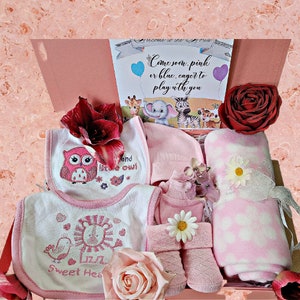 Newborn Pink Gift Box ,pastel Pink Baby Hamper, Baby Shower, Baby Girl ...