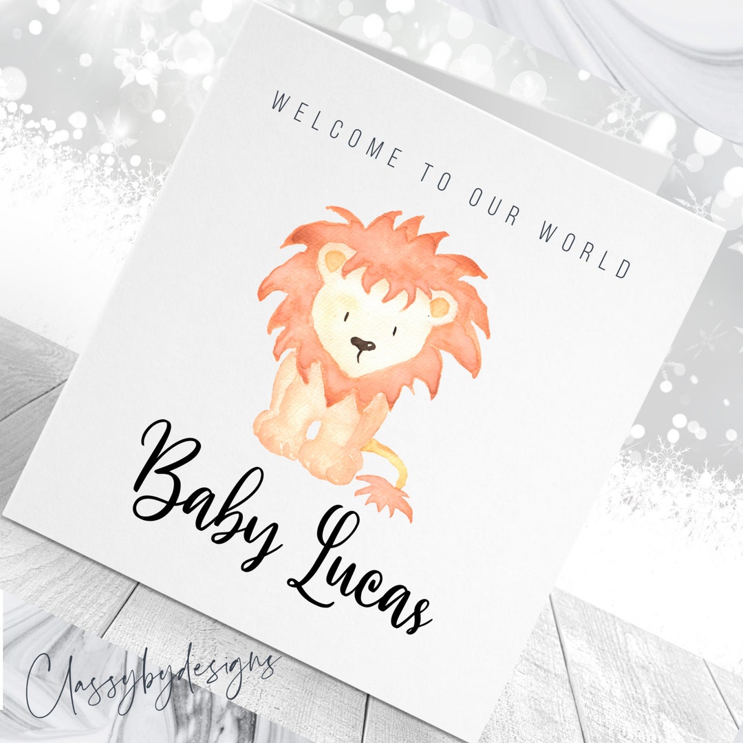 EDITABLE Personalised Welcome to Our World New Card CUTE Jungle/safari ...
