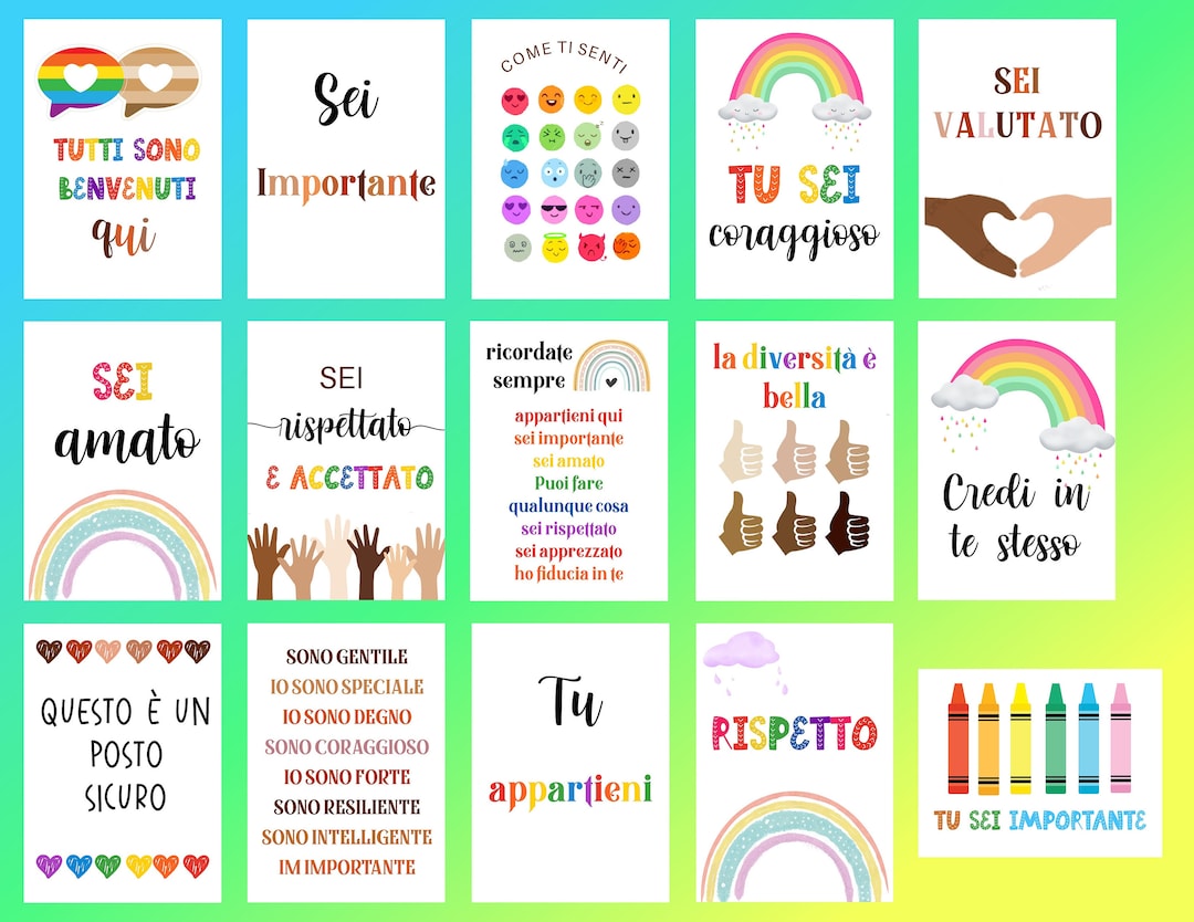 15 Italian Inclusion Poster, Rainbow Kit, Diversity Decor, Children's ...