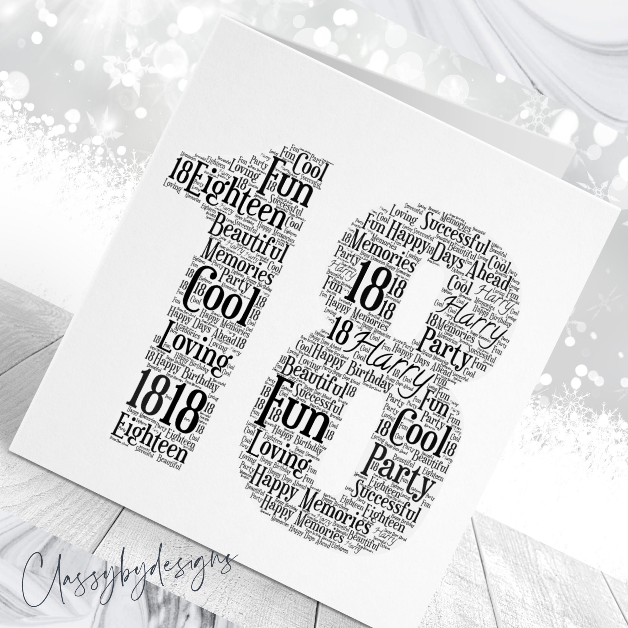 Personalised 18th Birthday Card Custom Word Art Card for 18 - Etsy UK